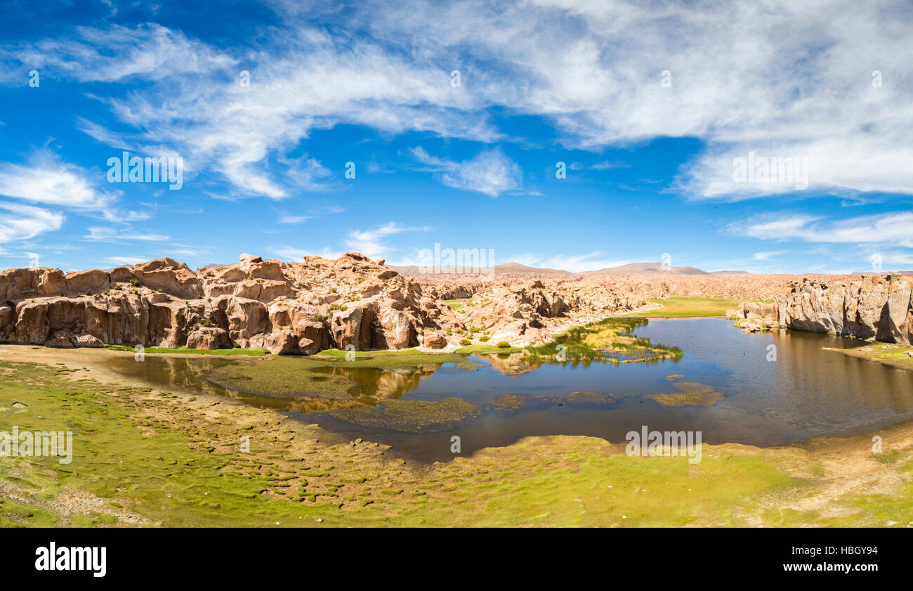 Paradise landscape, lake and strange rock formations, Bolivia Stock ...