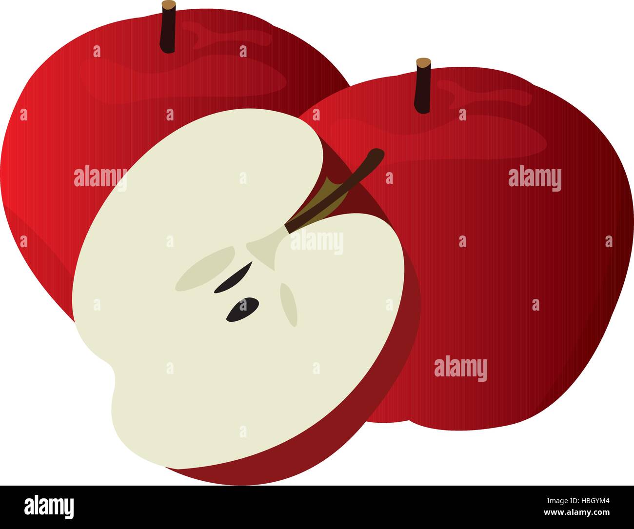 Isolated group of apples on a white background, Vector illustration ...