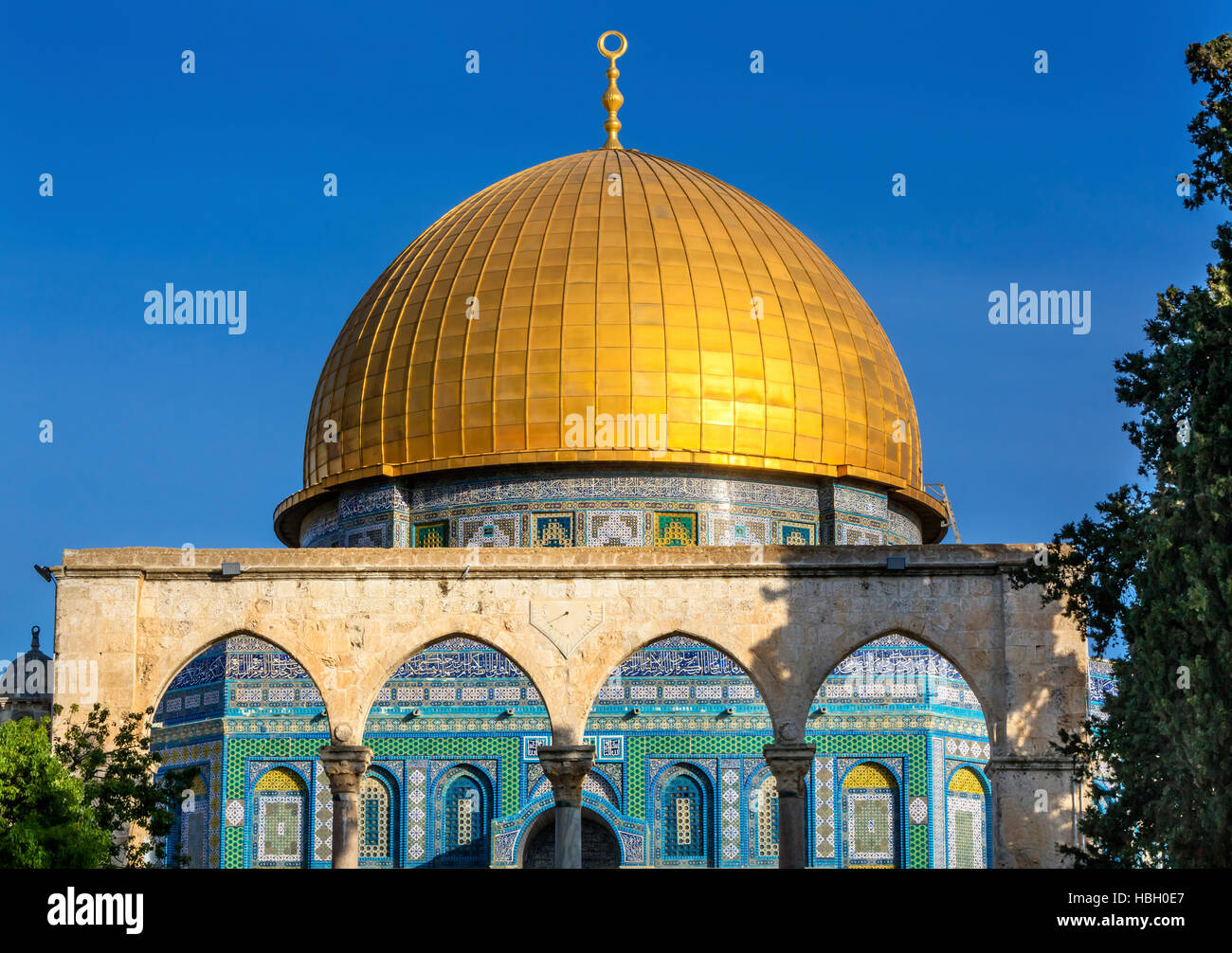 Dome of the Rock Islamic Mosque Temple Mount Jerusalem Israel. Built in ...