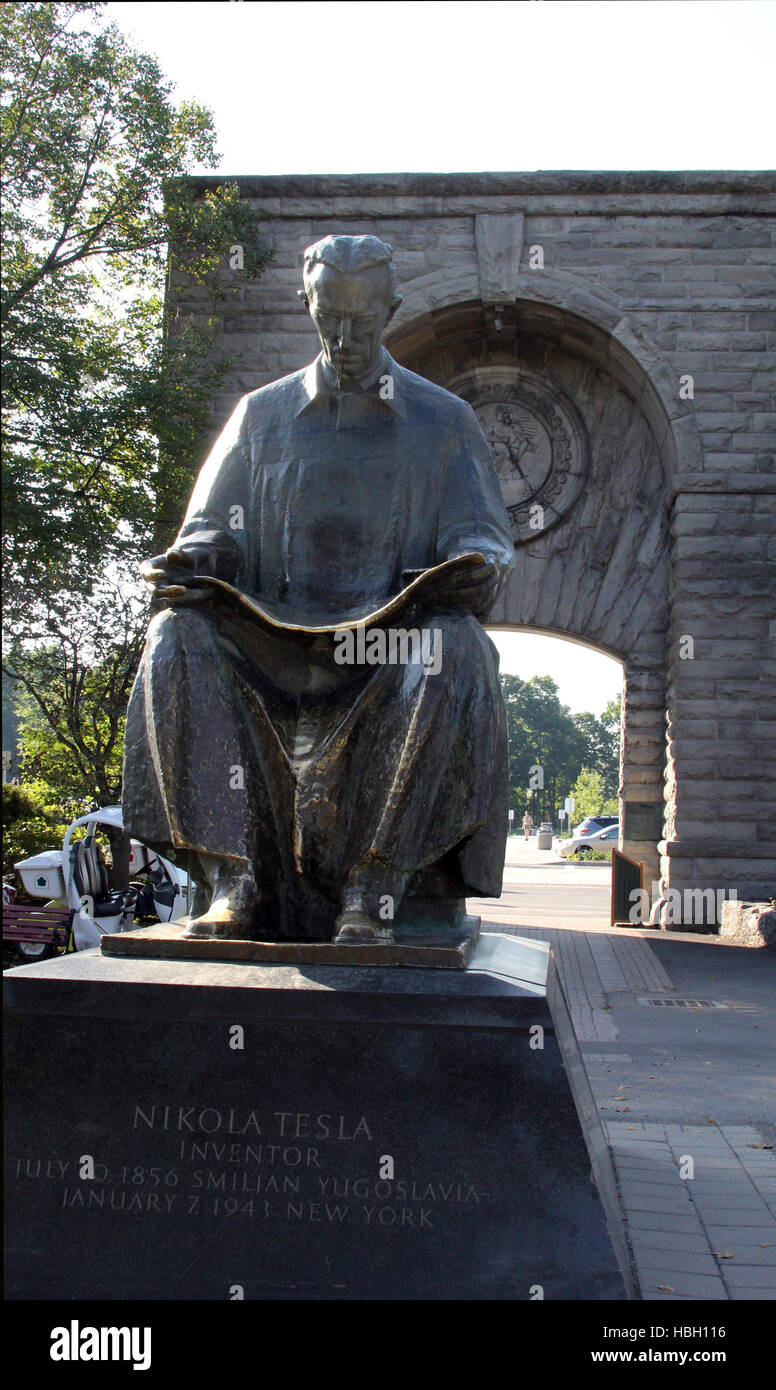 Statue of Nikola Tesla who developed alternating electrical current we ...