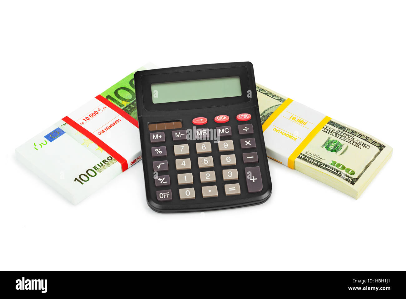 Calculator and money Stock Photo - Alamy