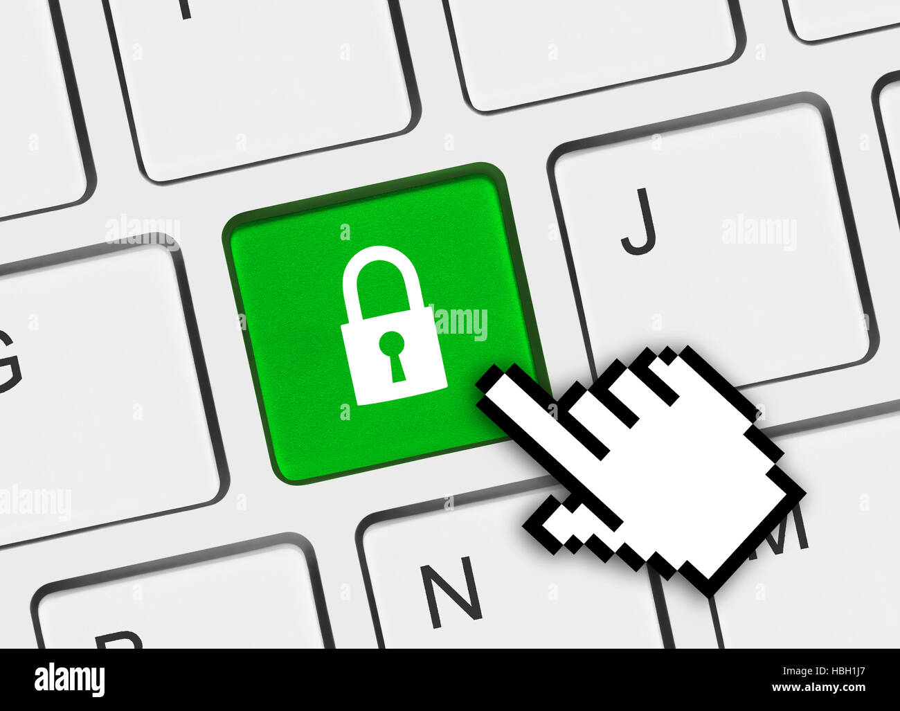 Computer keyboard with security key Stock Photo - Alamy