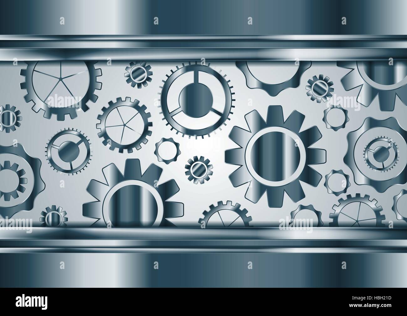 Blue chrome gears mechanism background Stock Photo - Alamy