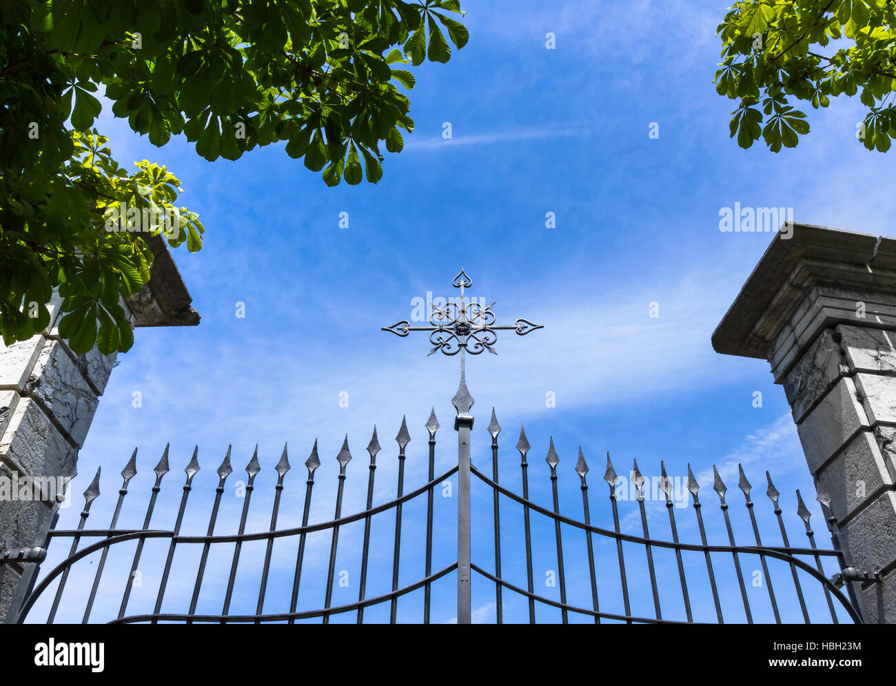 Gate with cross Stock Photo - Alamy