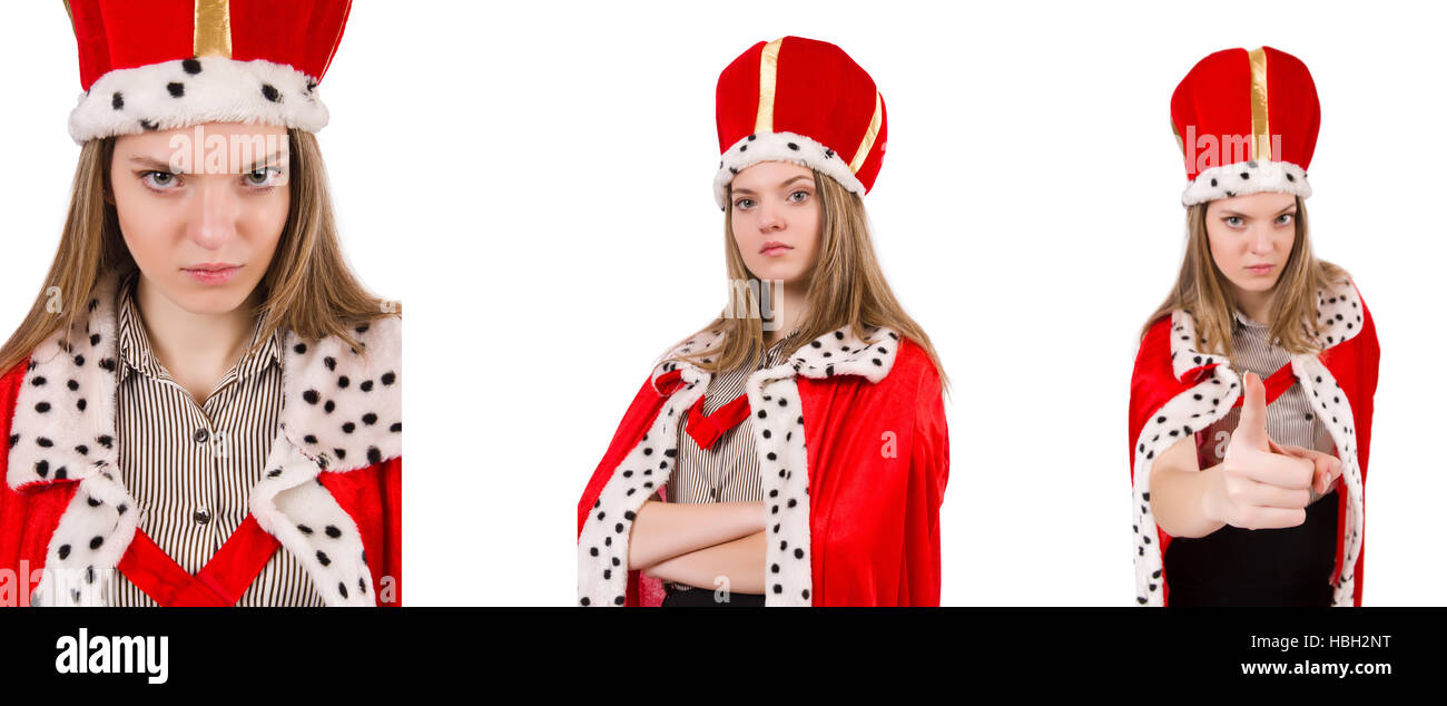 Businesswoman queen isolated on white Stock Photo - Alamy