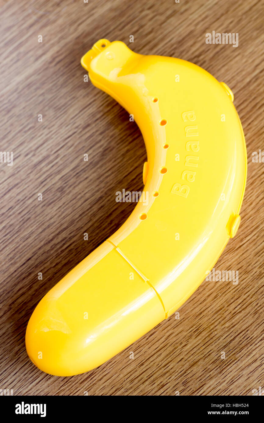 Japanese plastic yellow lunch banana case Stock Photo - Alamy