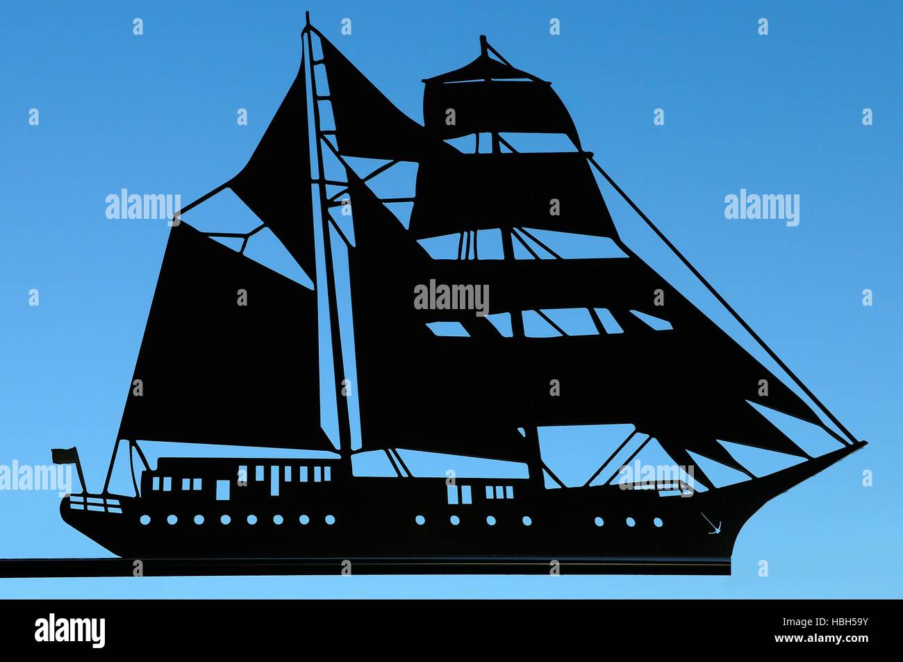 sailing ship with blue background Stock Photo - Alamy