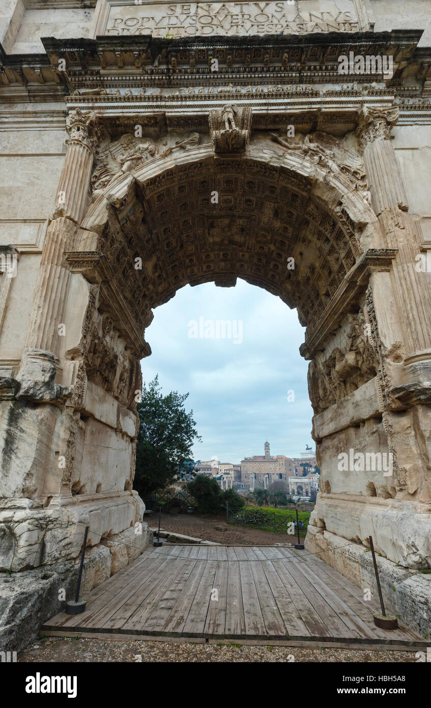 Rome city view through Triumphal Arch Stock Photo - Alamy