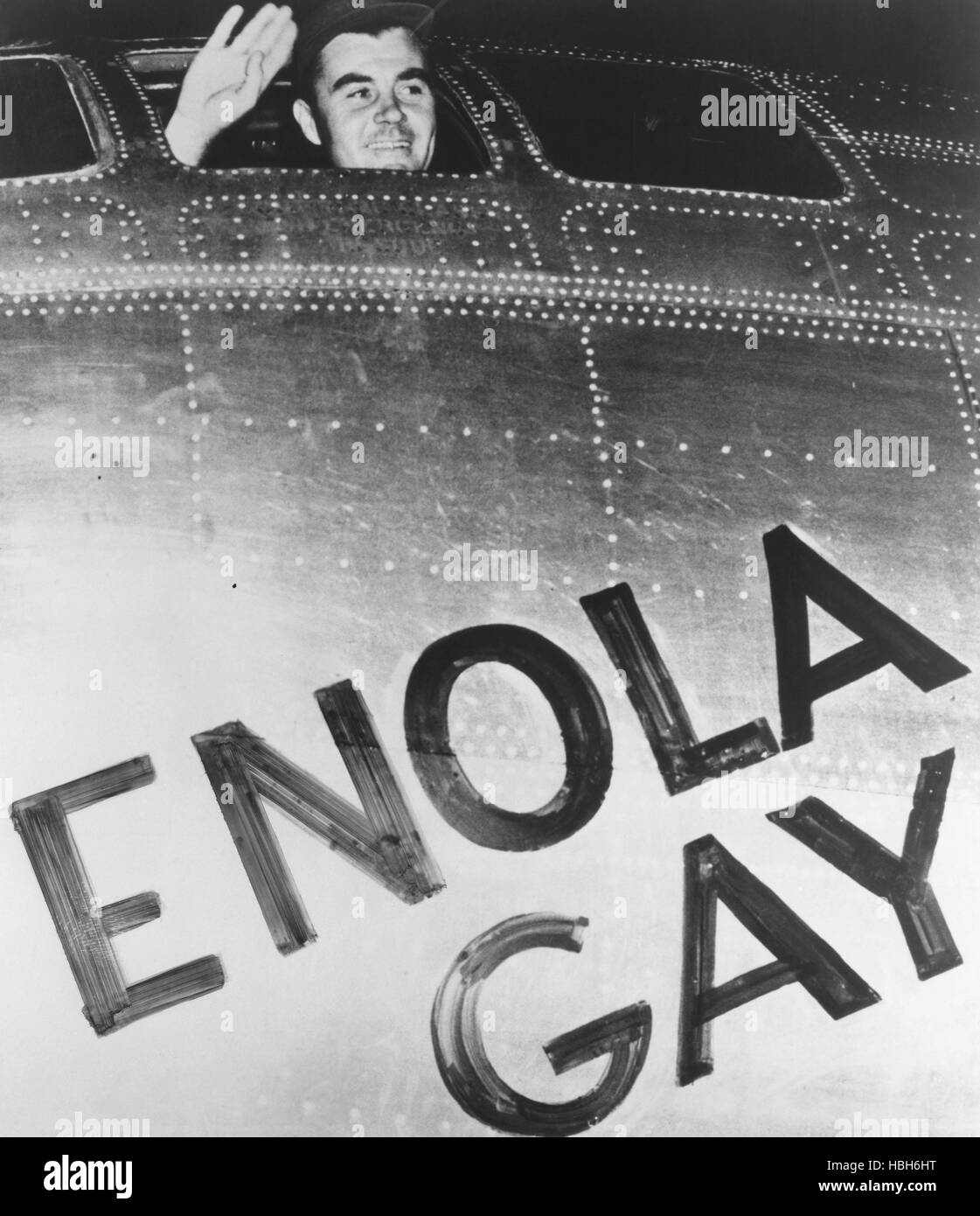 THE ATOMIC CAFE, Colonel Paul Tibbets waves goodbye just before taking ...