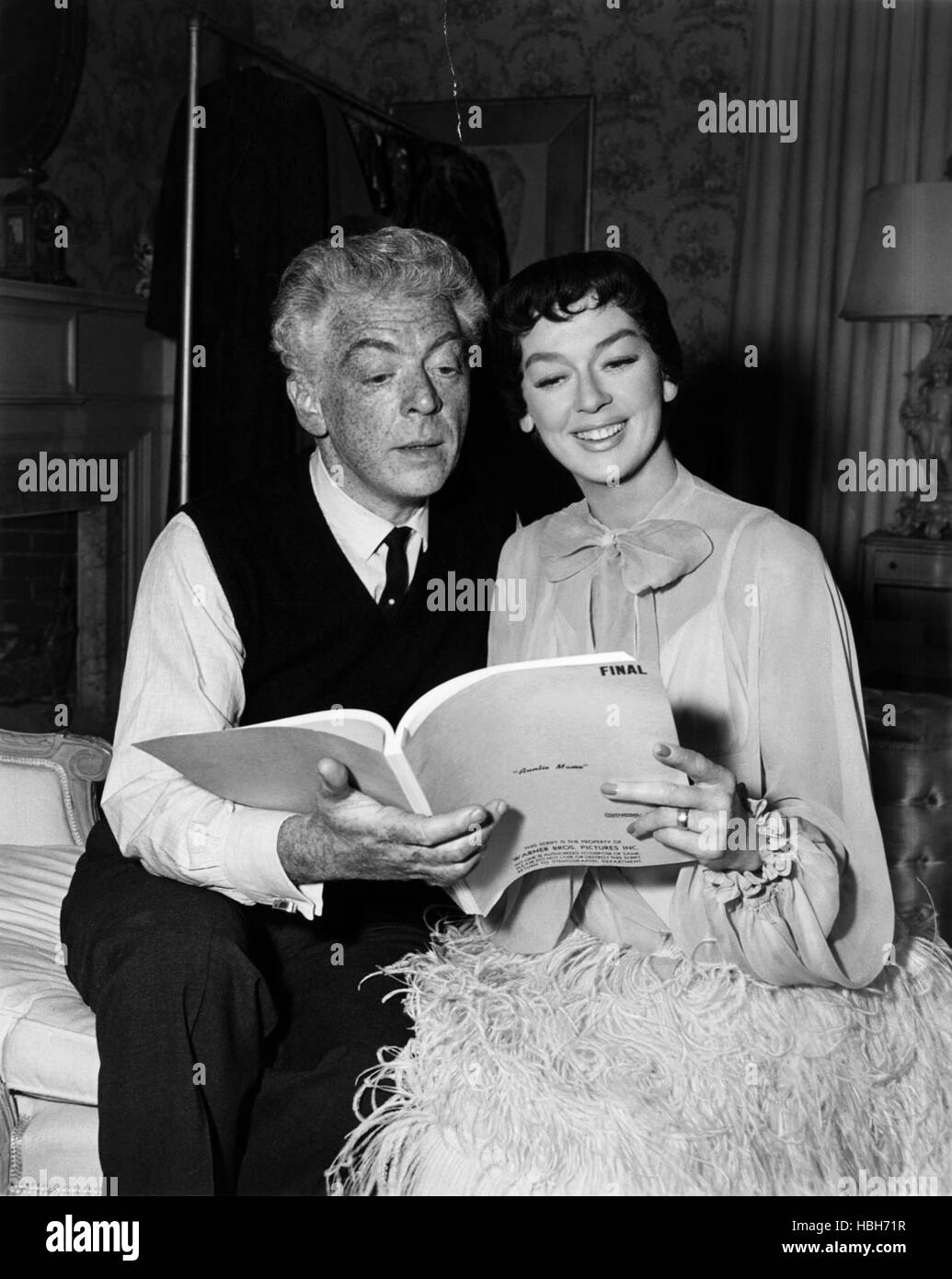 AUNTIE MAME, Director Morton DaCosta and Rosalind Russell on set, 1958 ...