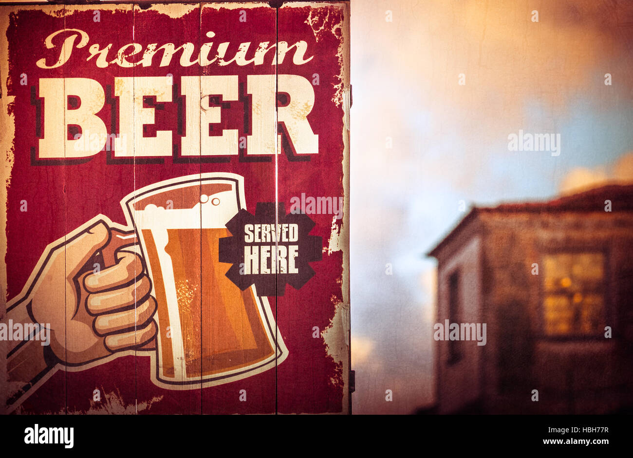 Wooden bar sign Stock Photo - Alamy