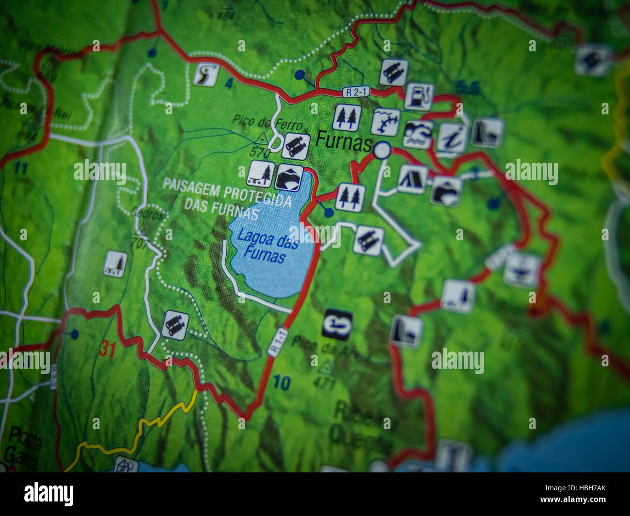 Lagoa das furnas map close hi-res stock photography and images - Alamy