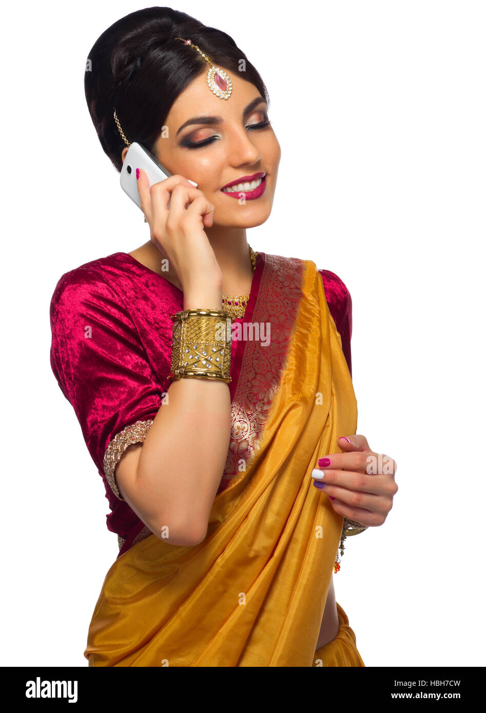 Indian woman isolated on white Stock Photo - Alamy