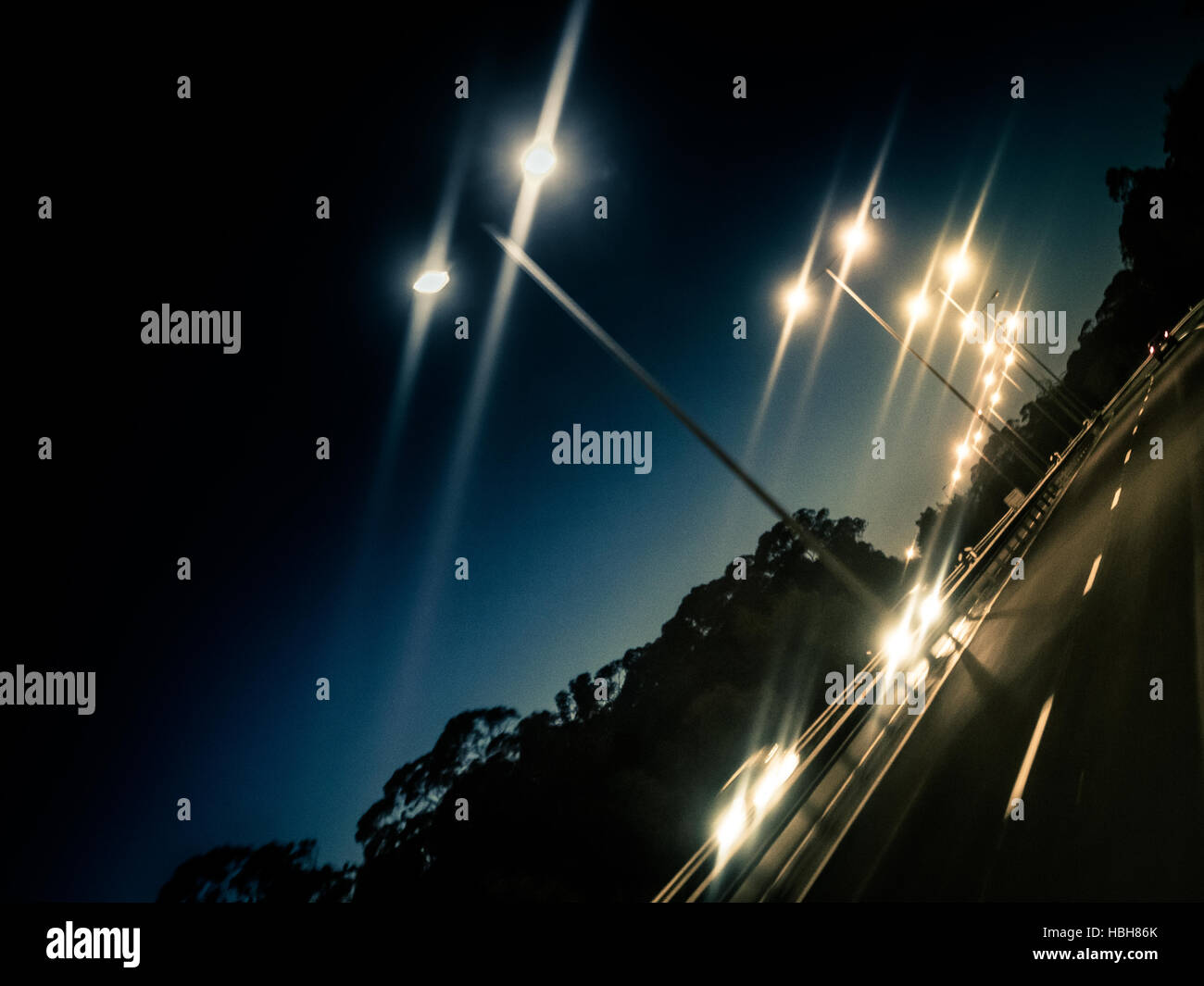 Night road lights Stock Photo - Alamy