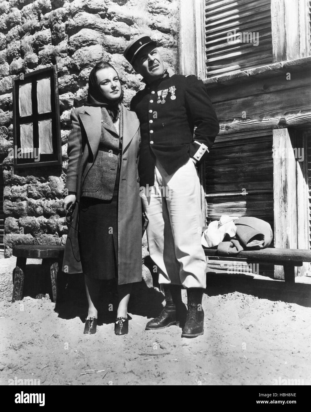 BEAU GESTE, Brian Donlevy, with his wife, Marjorie Lane, on location in ...