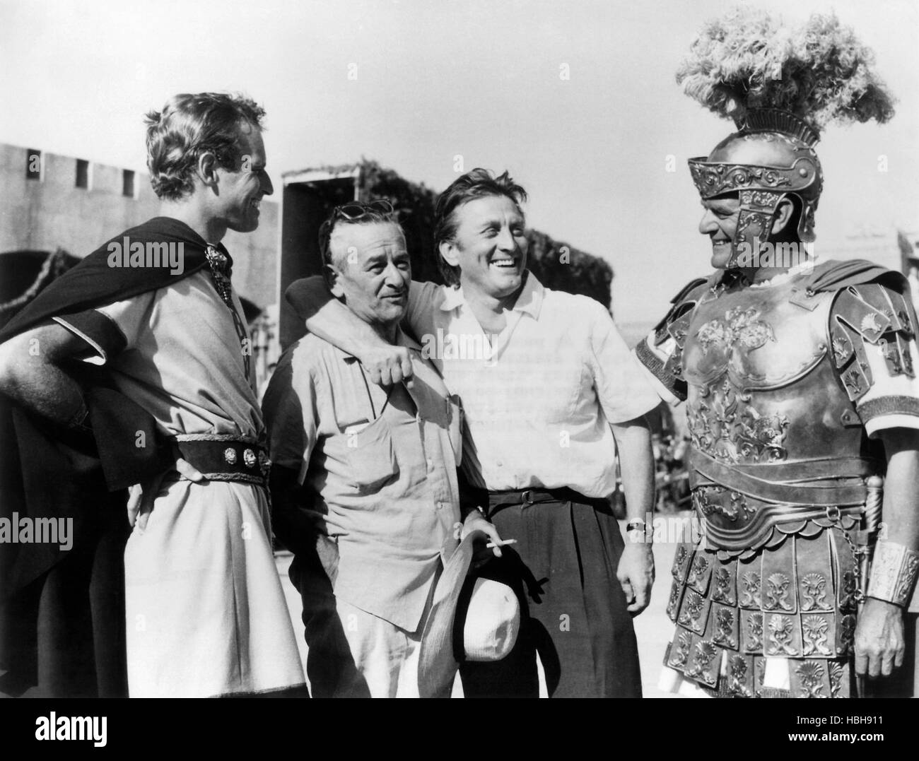 BEN-HUR, Charlton Heston, director William Wyler, visitor Kirk Douglas ...