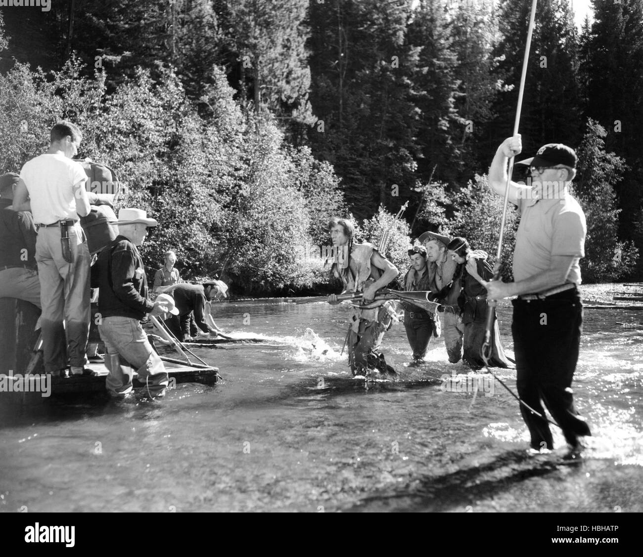 THE BIG SKY, from left, in river, Hank Worden, Dewey Martin, Kirk ...