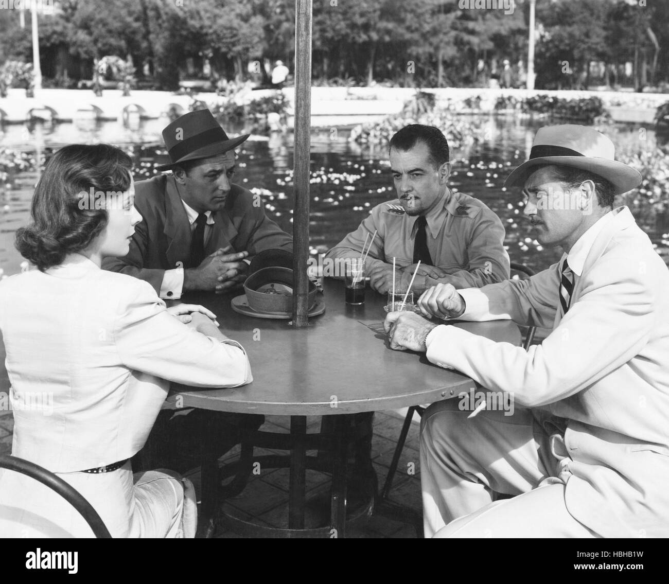 THE BIG STEAL, from left: Jane Greer, Robert Mitchum, Ramon Novarro ...