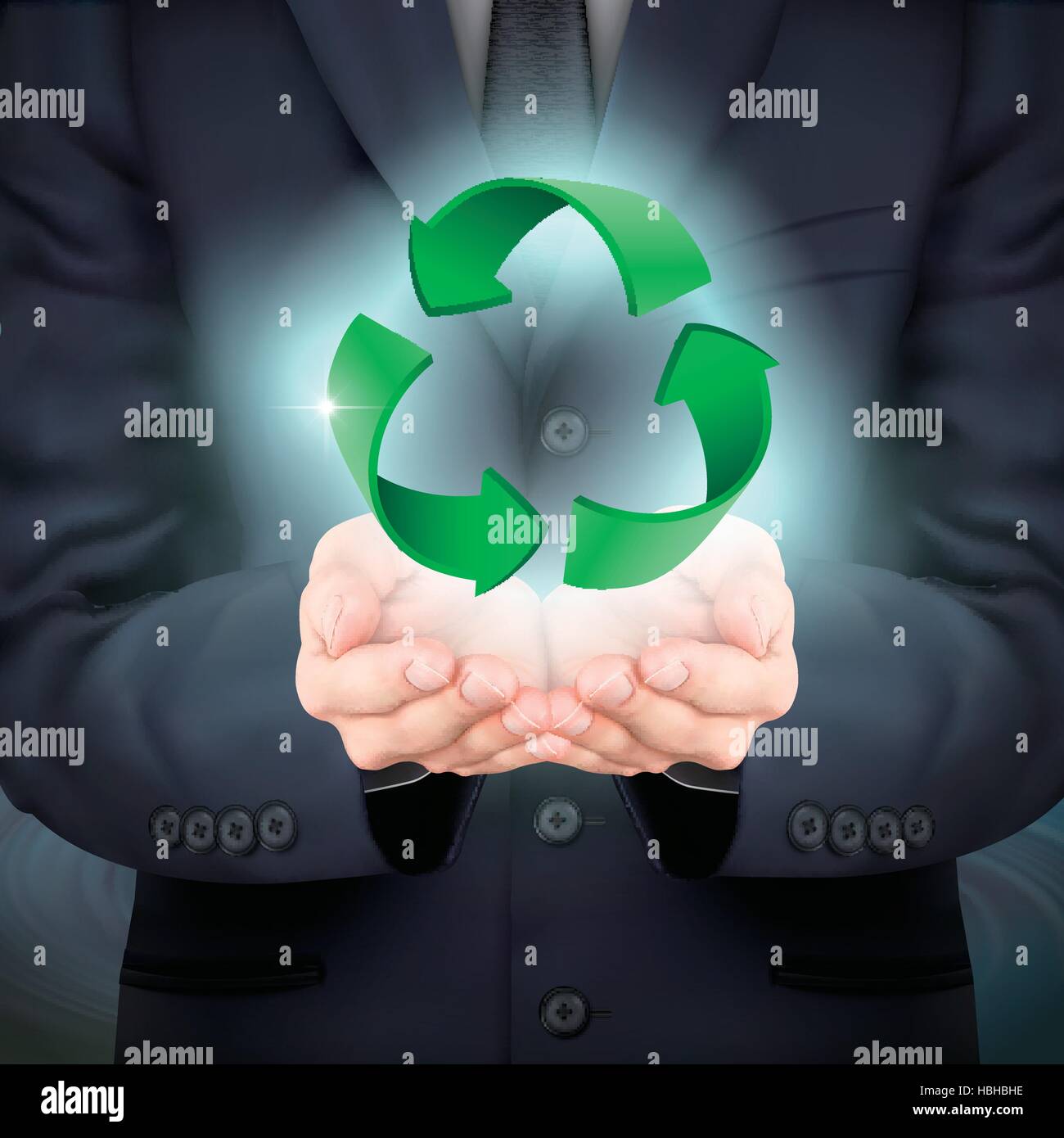 close-up look at businessman holding recycle sign Stock Vector Image ...