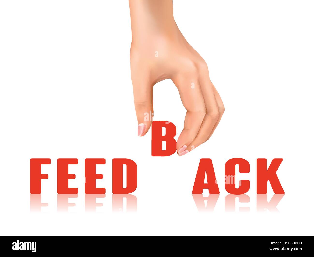 feedback word taken away by hand over white background Stock Vector ...