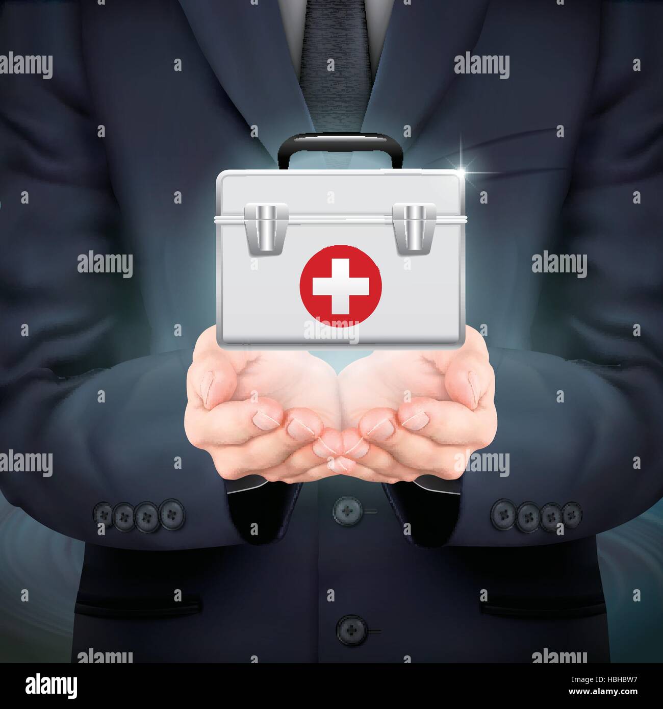 close-up look at businessman holding first aid kit Stock Vector Image ...