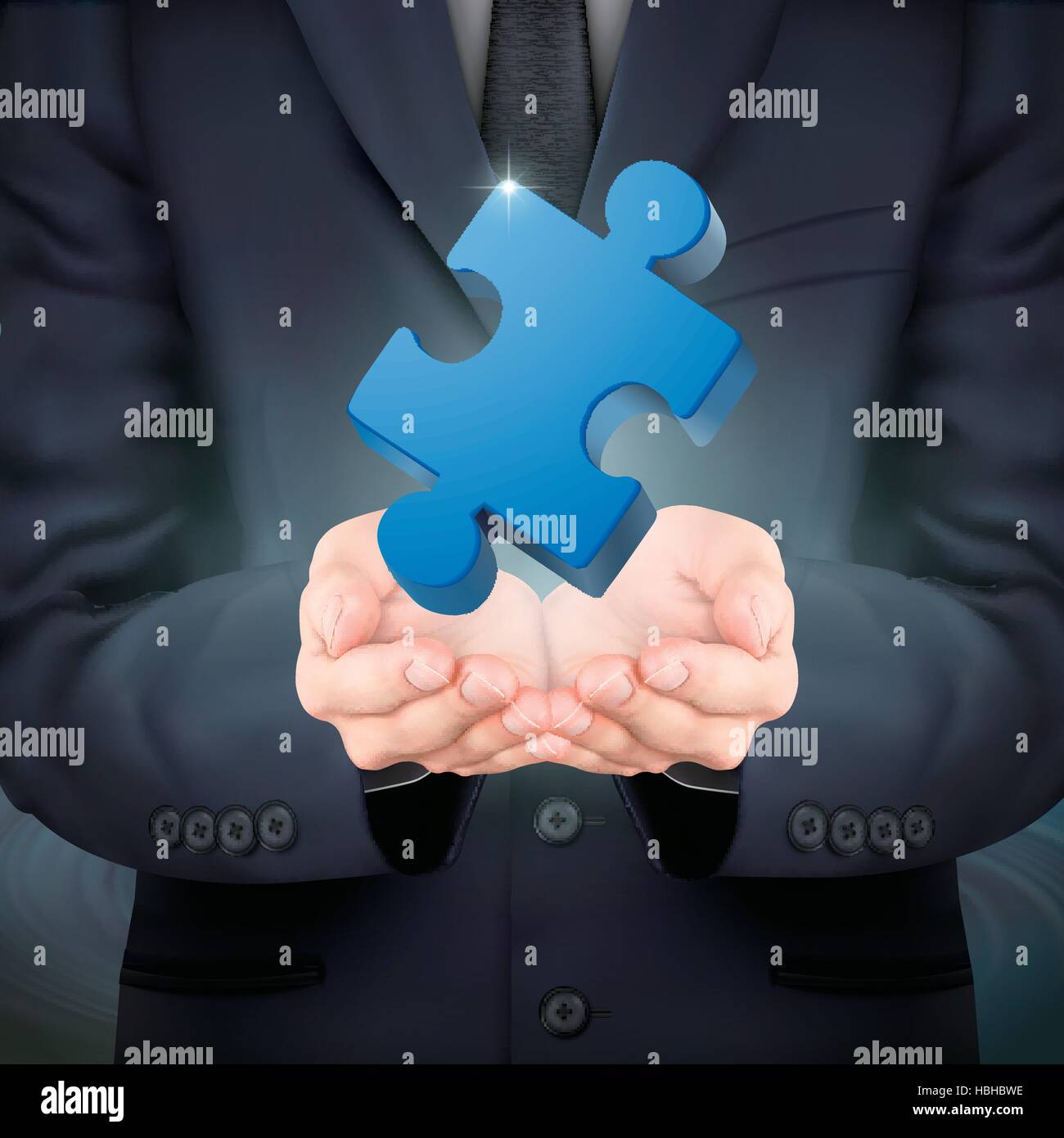close-up look at businessman holding jigsaw puzzle piece Stock Vector ...