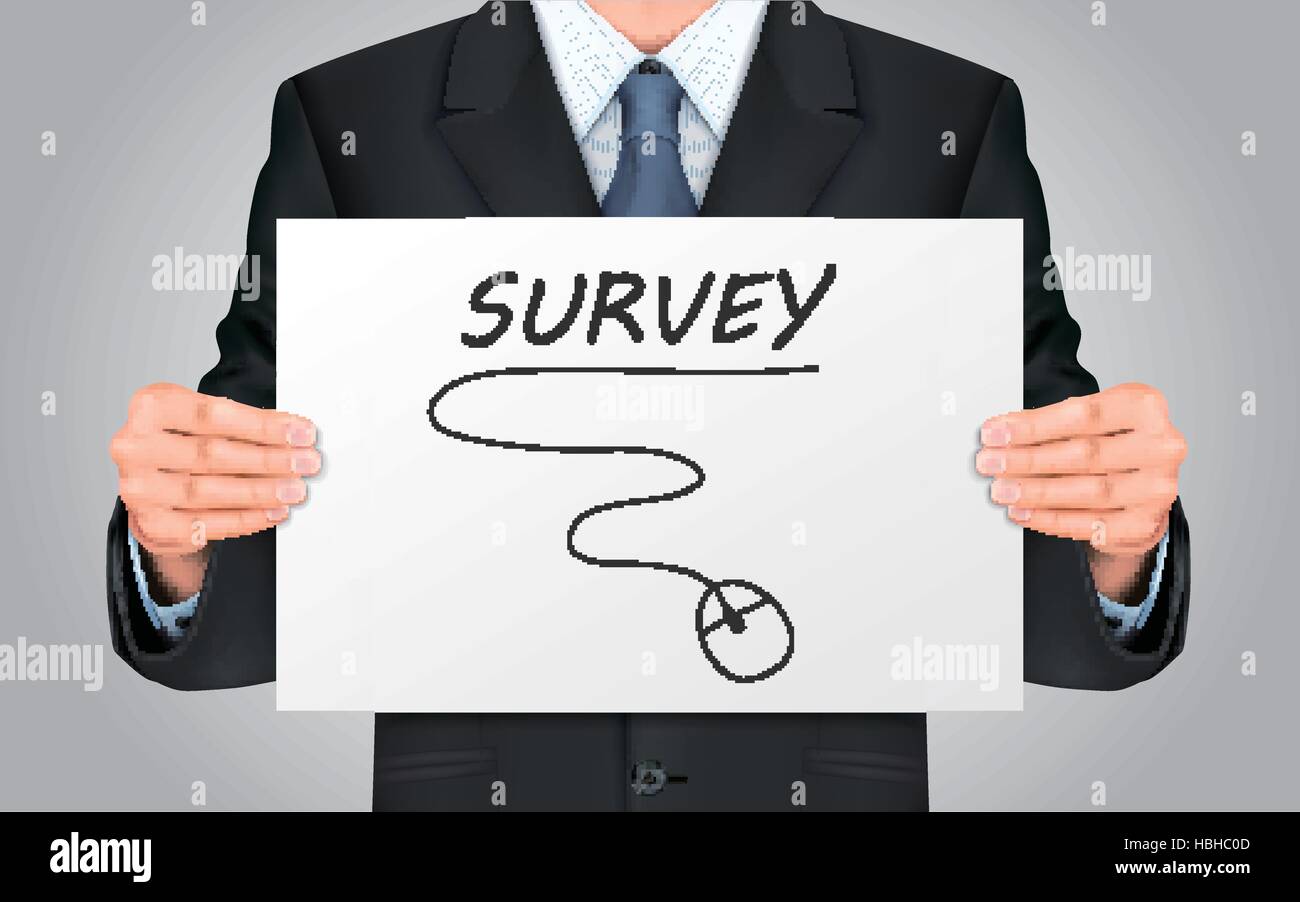 close-up look at businessman holding survey poster Stock Vector Image ...
