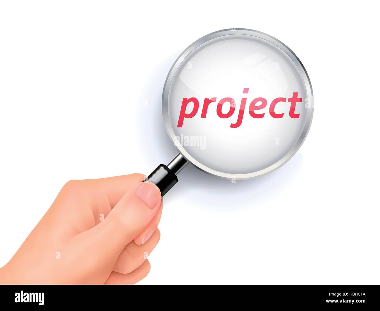 project showing through magnifying glass held by hand Stock Vector ...