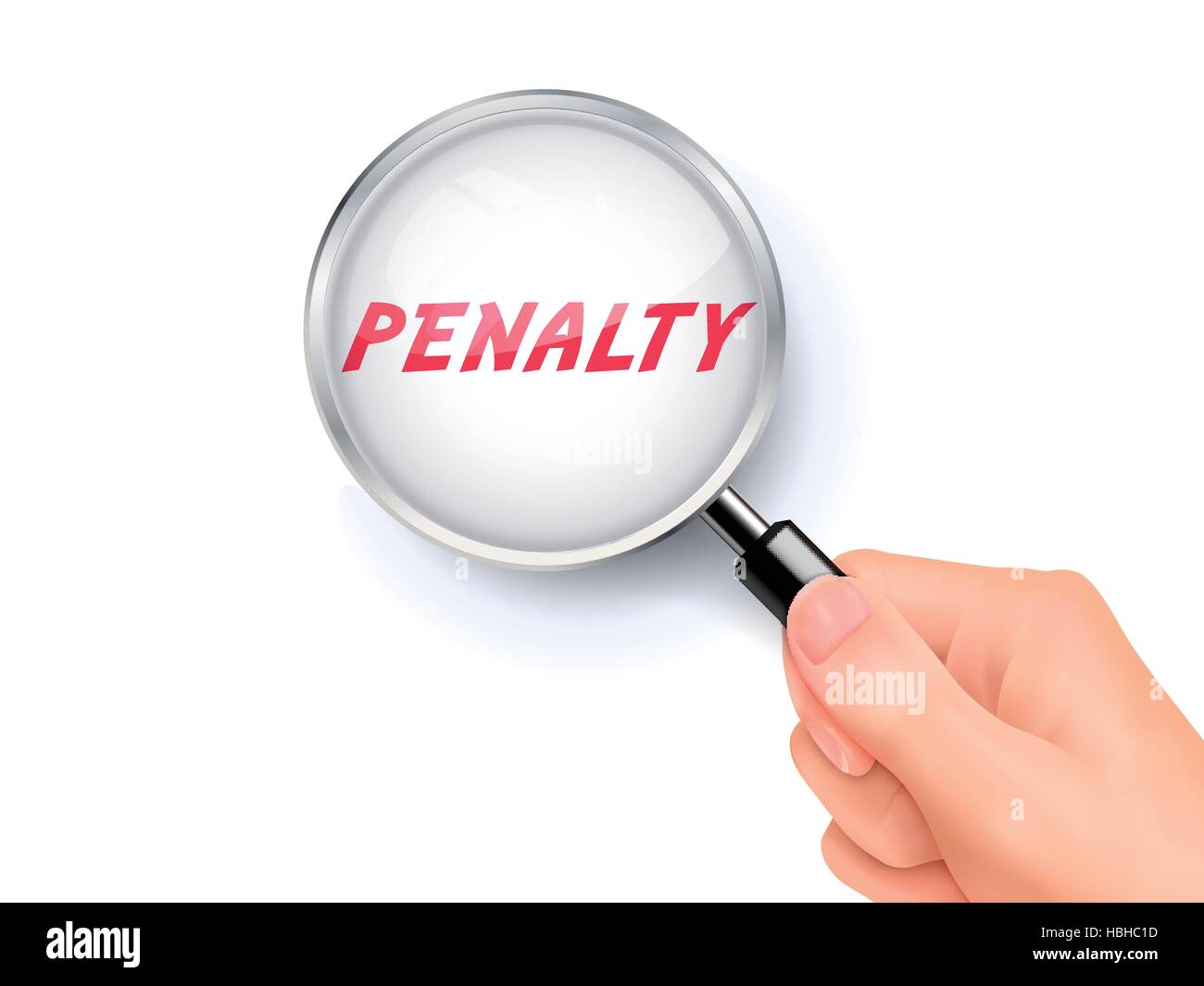 penalty showing through magnifying glass held by hand Stock Vector Image & Art - Alamy