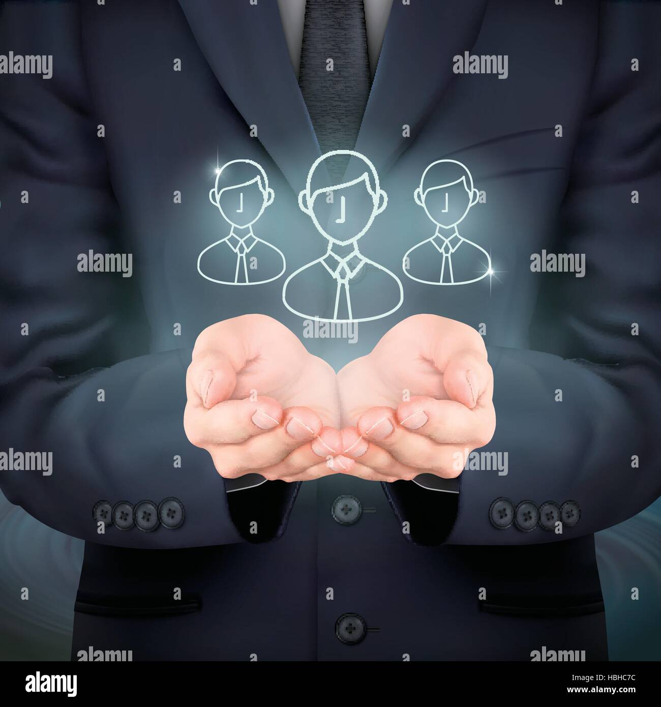 close-up look at businessman holding customer service icon Stock Vector ...
