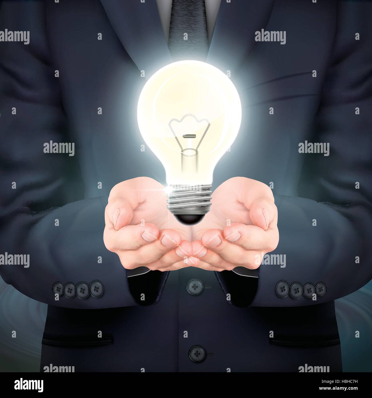 Hand holding blue bulb Stock Vector Images - Alamy