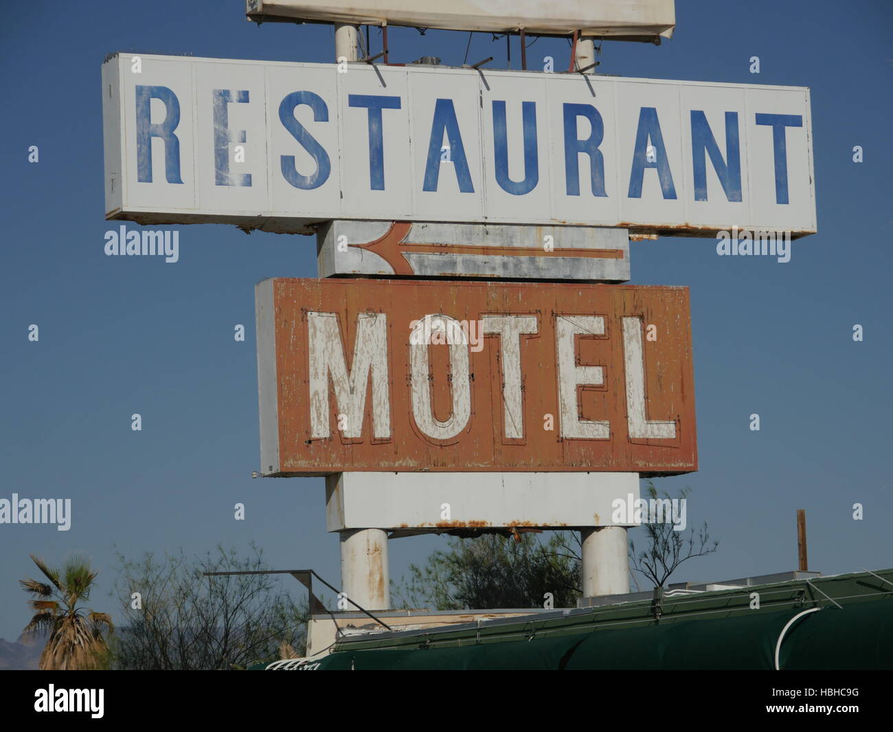 Restaurant and motel signposts Stock Photo - Alamy