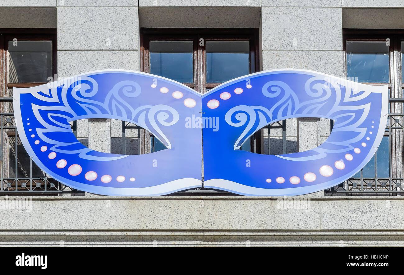 huge blue carnival mask in a balcony Stock Photo - Alamy