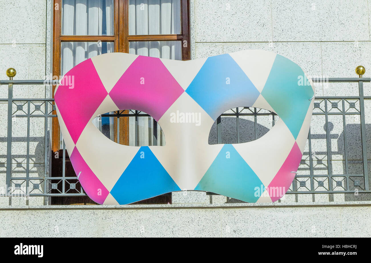 colorful and huge carnival mask in a balcony Stock Photo - Alamy
