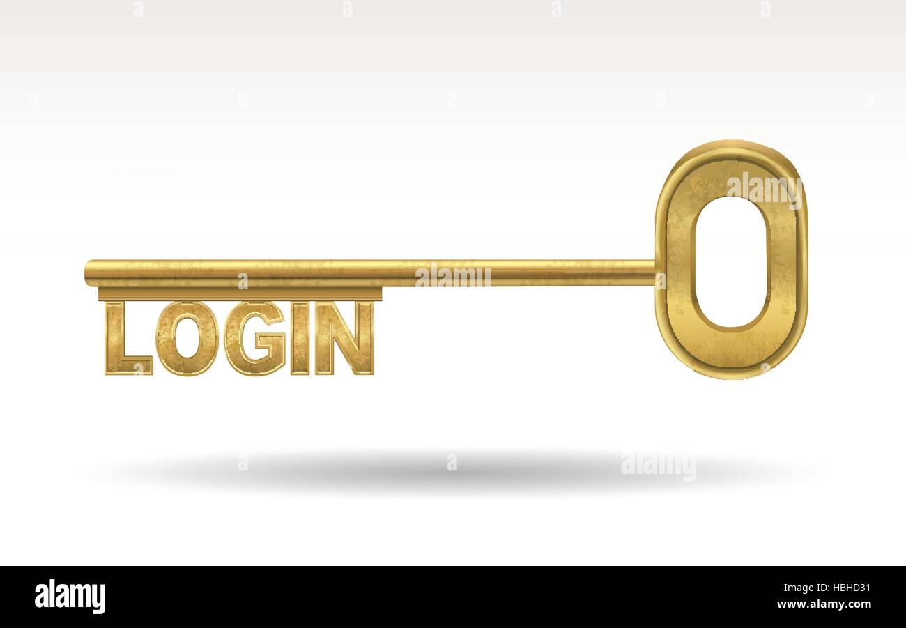 login - golden key isolated on white background Stock Vector Image ...