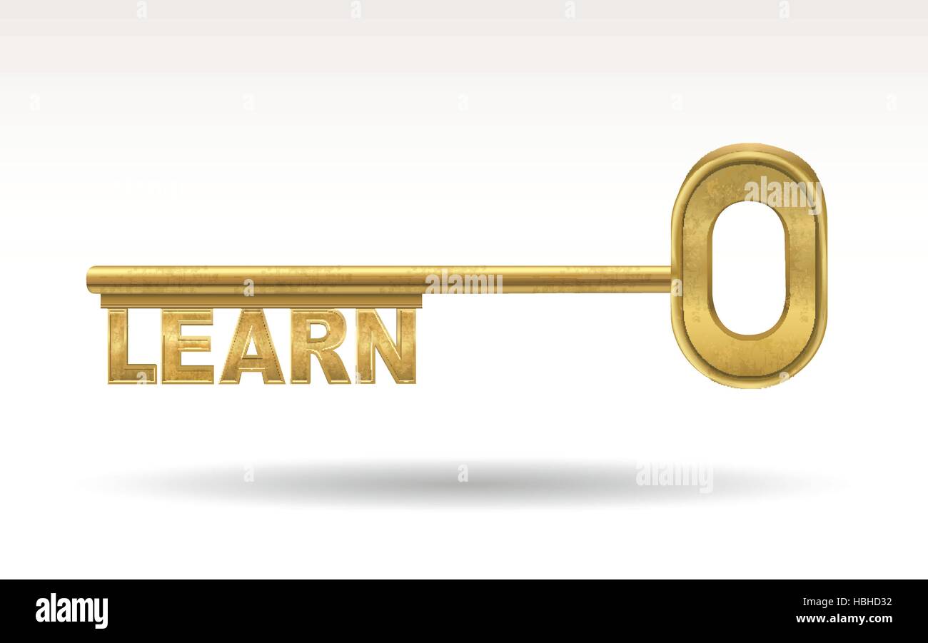 learn - golden key isolated on white background Stock Vector Image ...