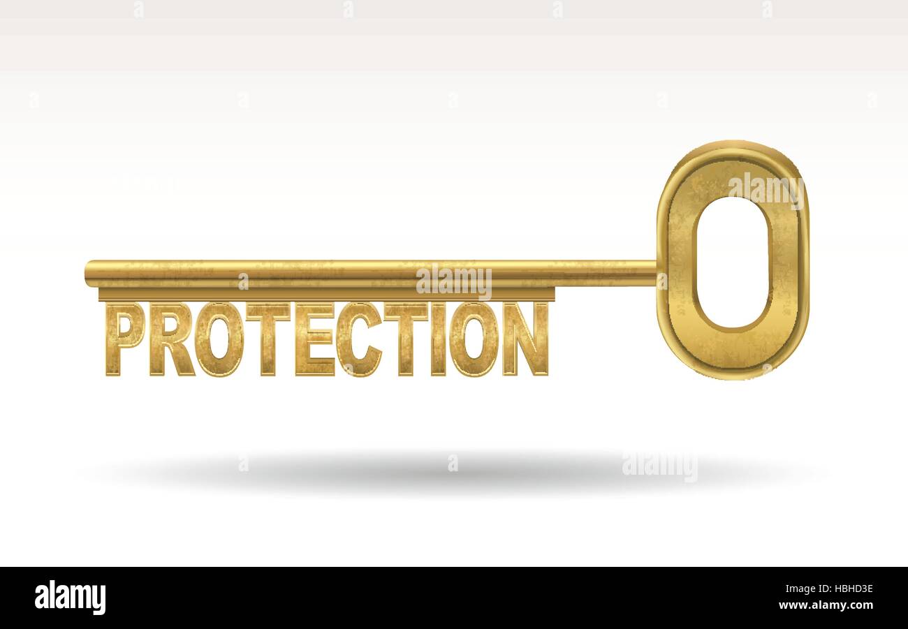 protection - golden key isolated on white background Stock Vector Image ...