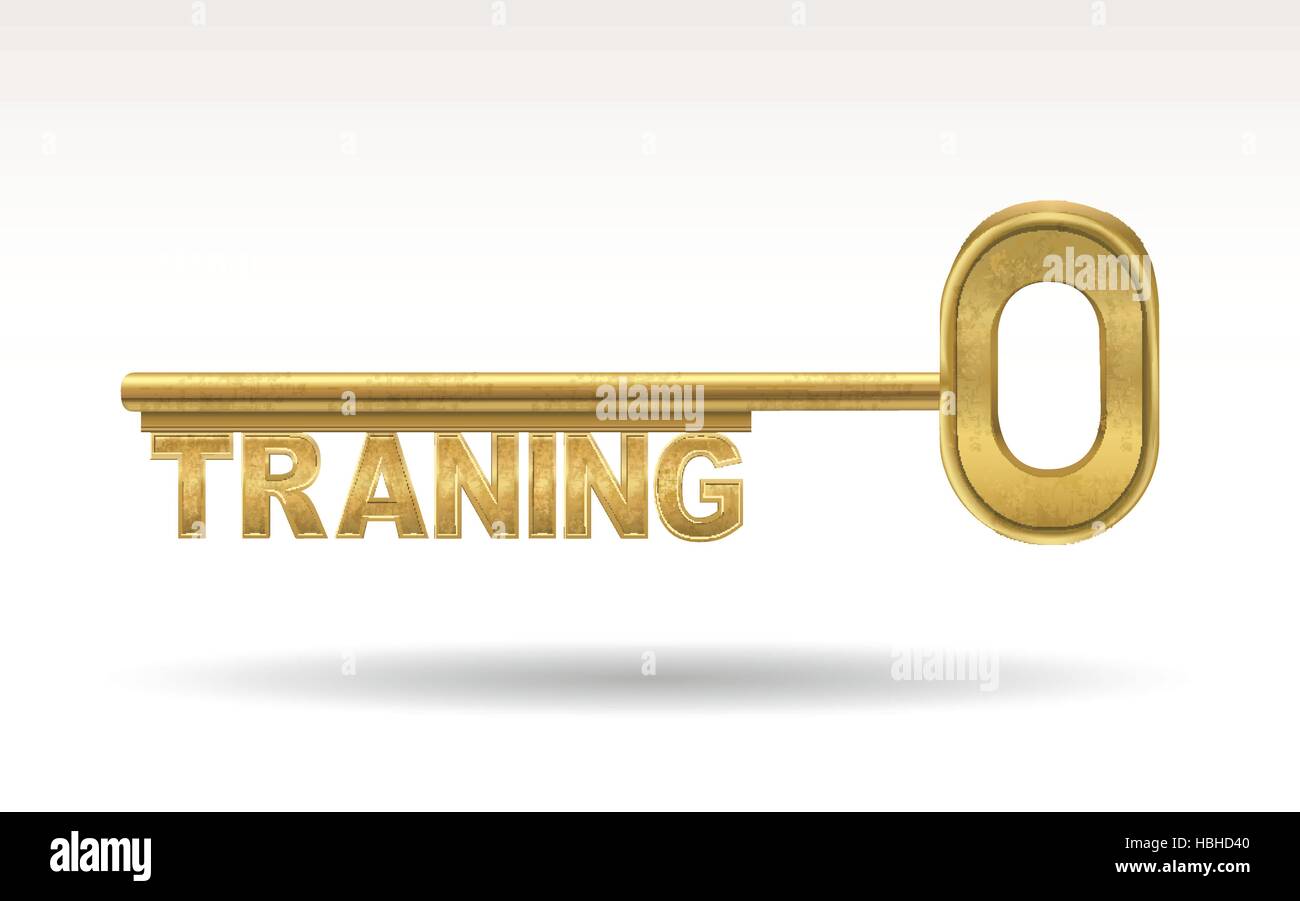 training - golden key isolated on white background Stock Vector Image ...