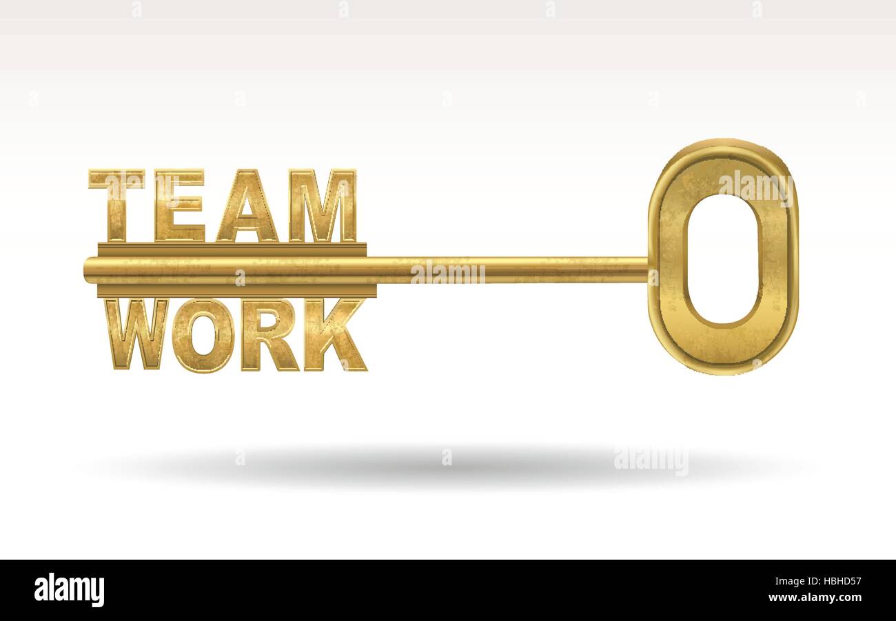 team work - golden key isolated on white background Stock Vector Image ...