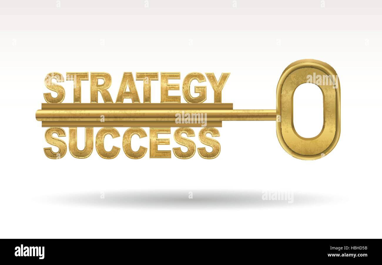 strategy success - golden key isolated on white background Stock Vector ...