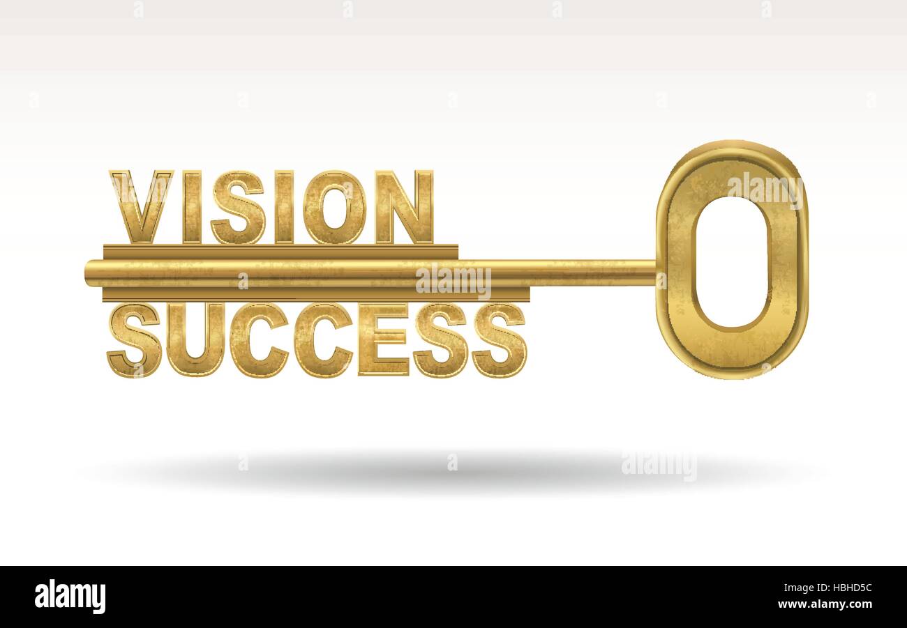vision success - golden key isolated on white background Stock Vector ...