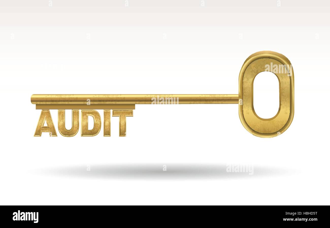 audit - golden key isolated on white background Stock Vector Image ...