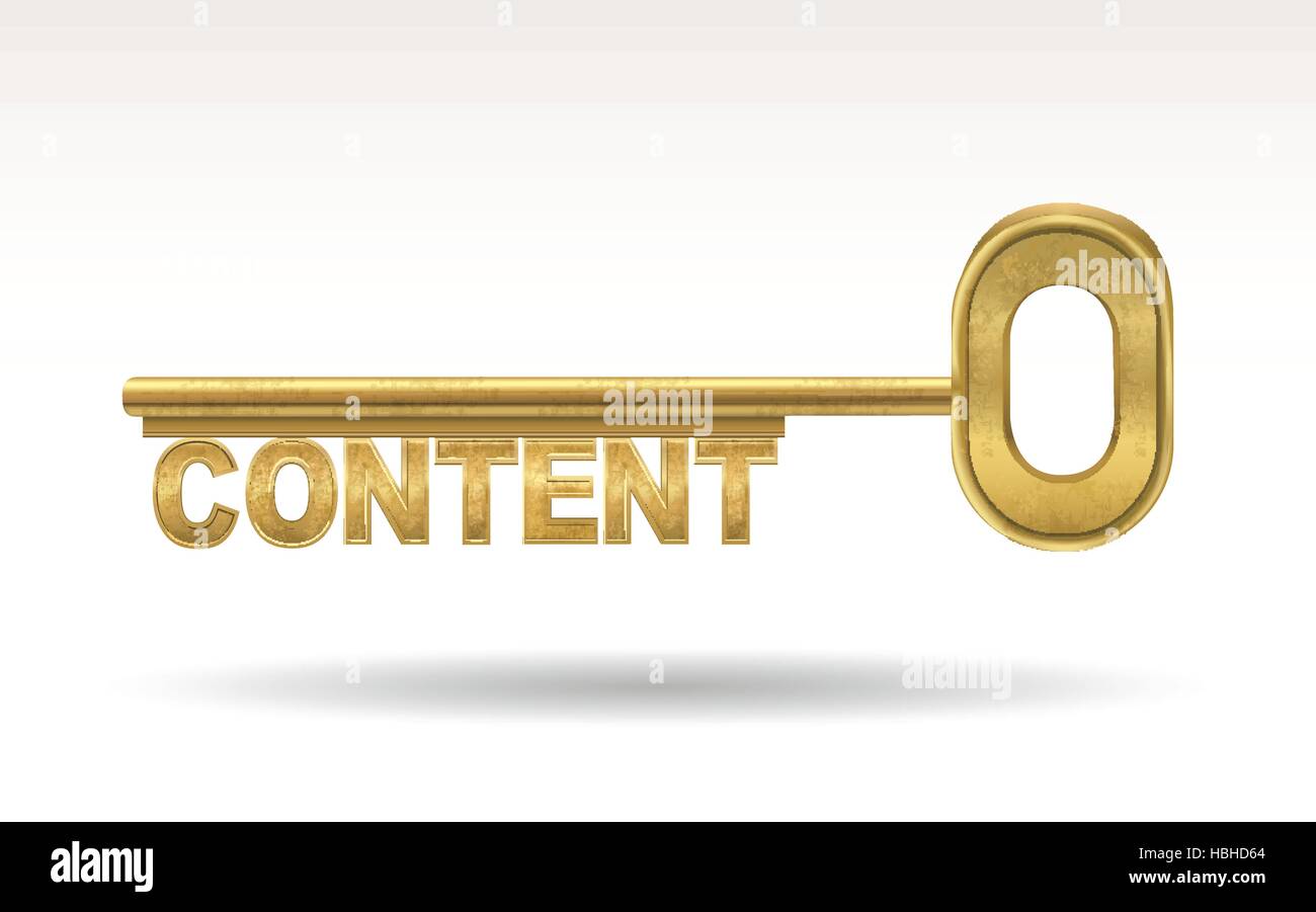 content - golden key isolated on white background Stock Vector Image ...