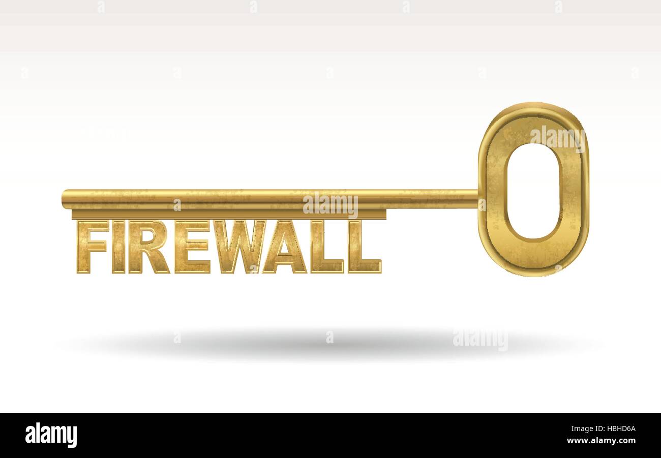 firewall - golden key isolated on white background Stock Vector Image ...