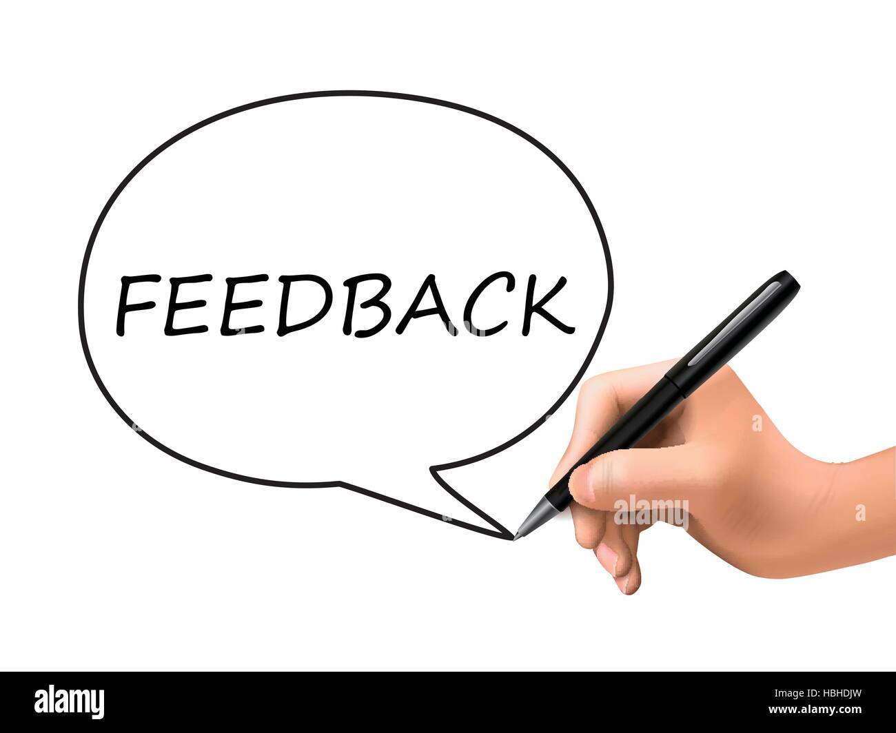 feedback word in speech bubble written by 3d hand Stock Vector Image ...