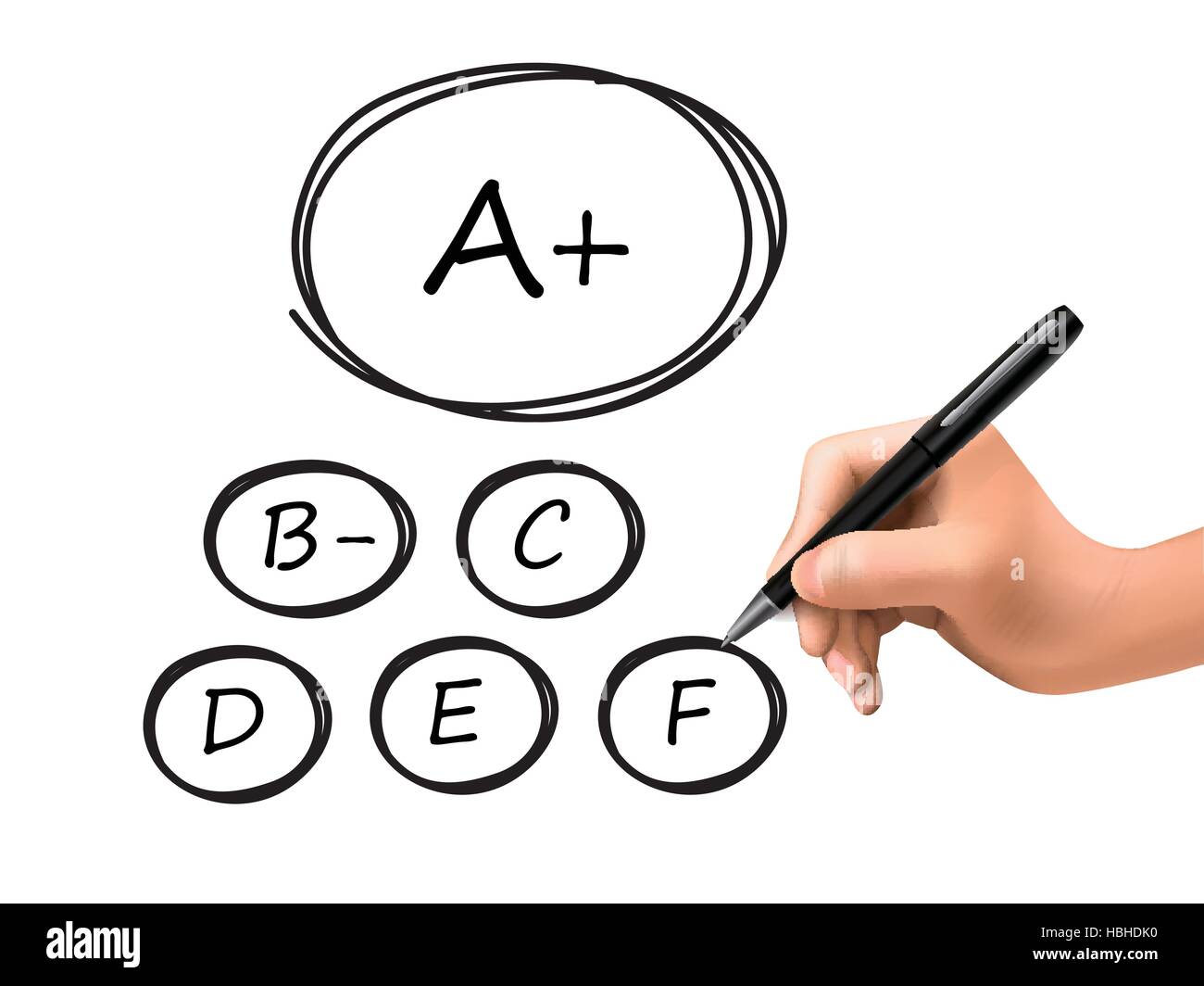 grades set drawn by 3d hand isolated over white background Stock Vector ...