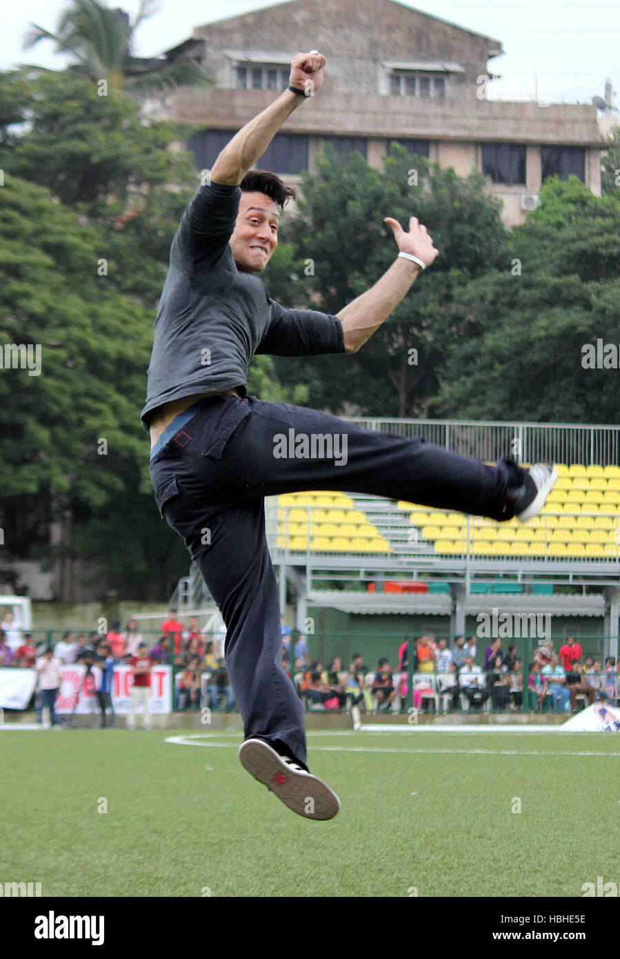 Bollywood actor Tiger Shroff during celebrity football match organized ...