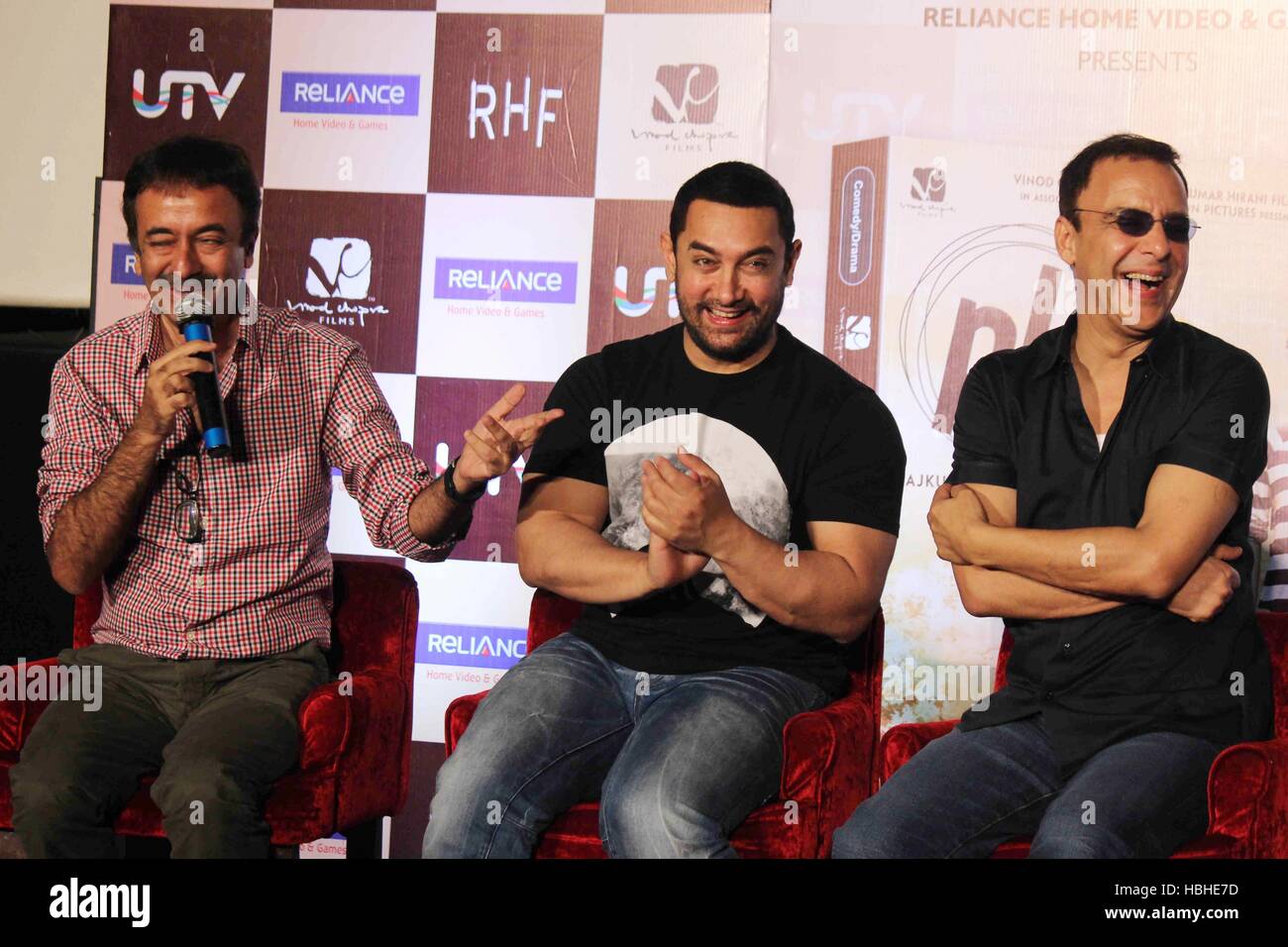 Bollywood filmmaker Rajkumar Hirani, actor Aamir Khan and filmmaker ...