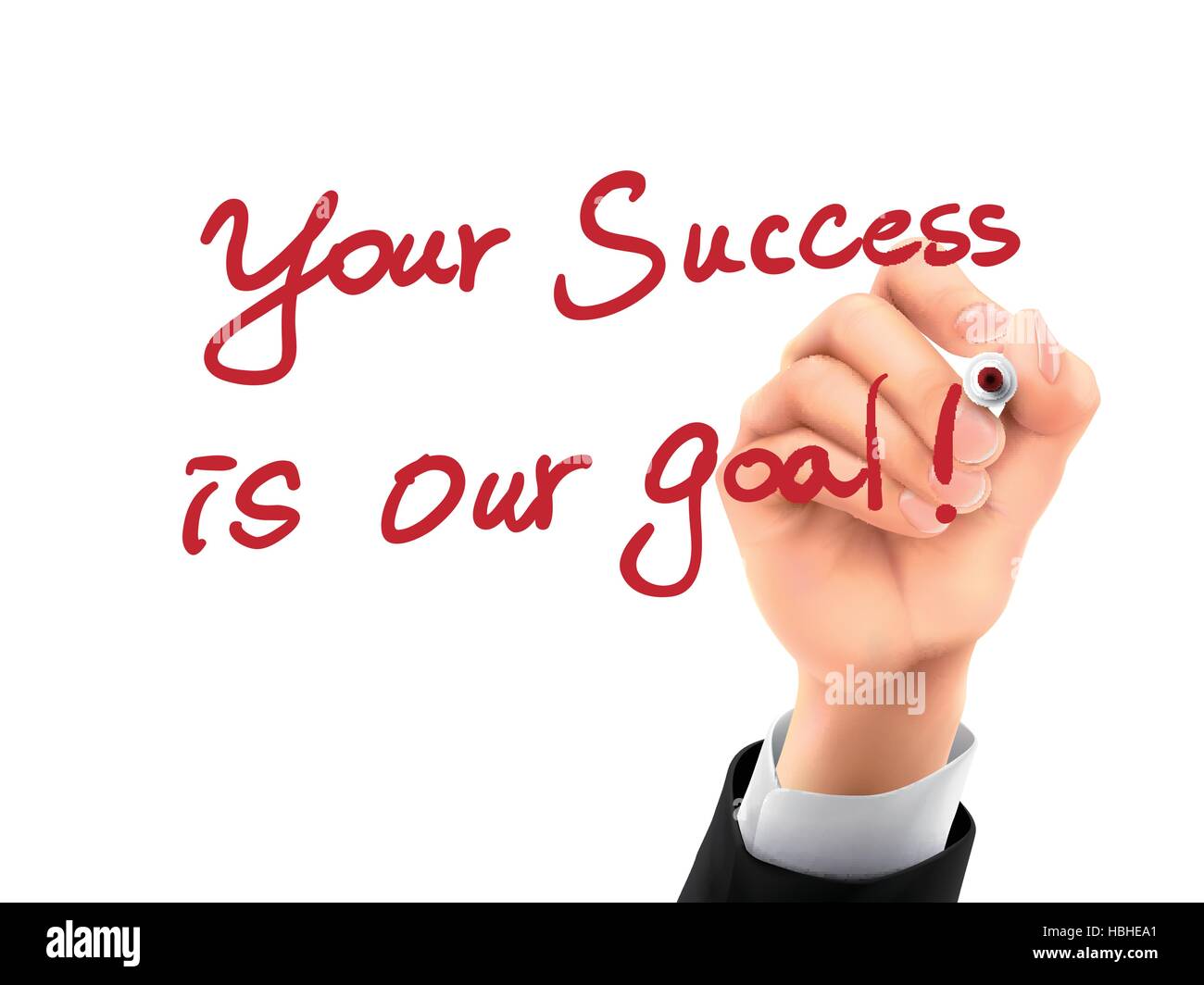 your success is our goal words written by hand on a transparent board ...