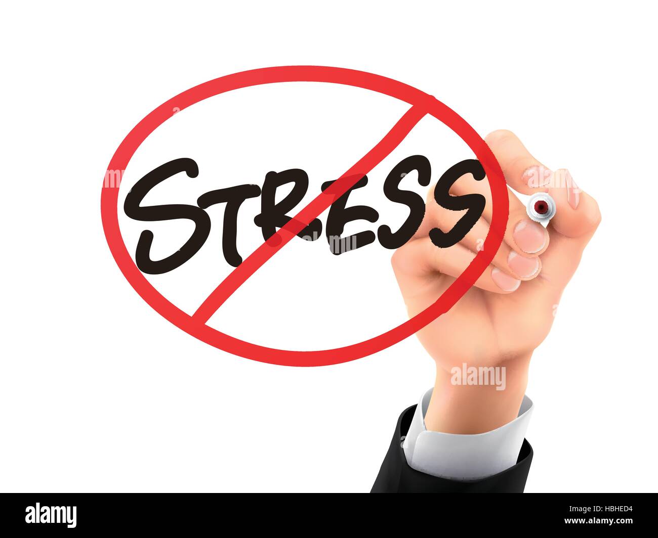 no stress words written by hand on a transparent board Stock Vector ...